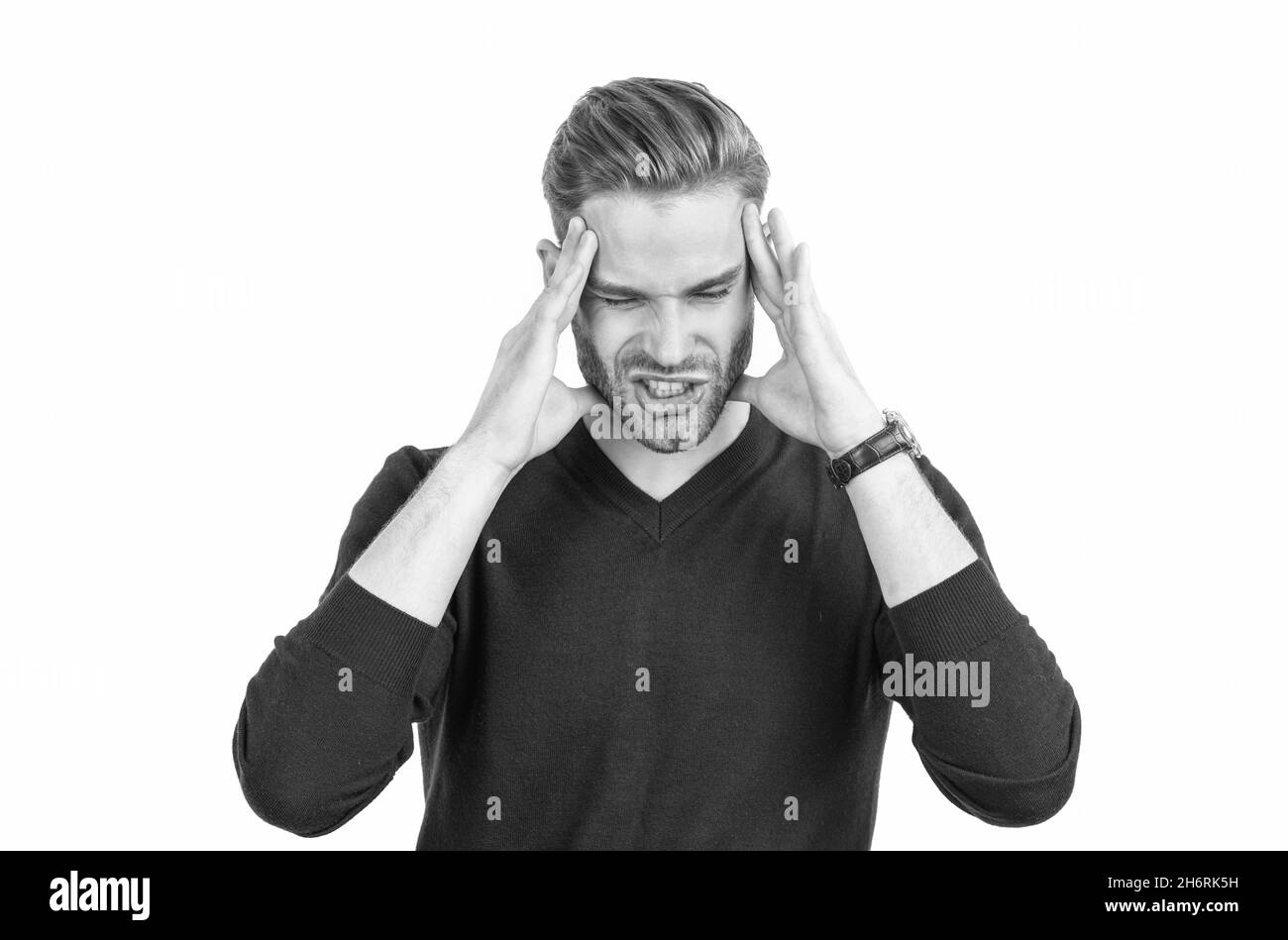 Crying white man hands on Black and White Stock Photos & Images - Alamy