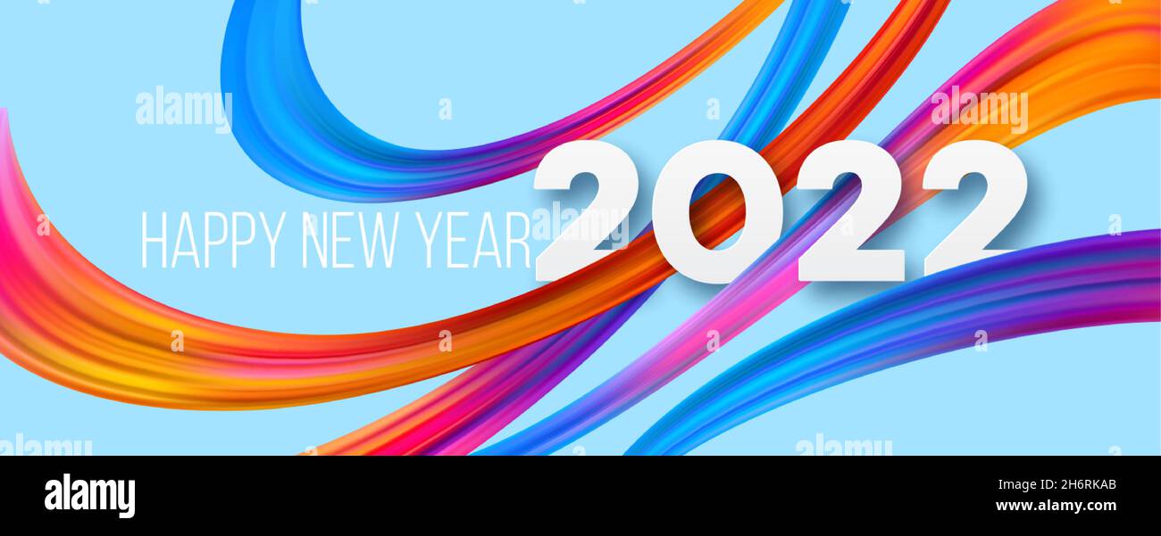 Calendar header 2022 number on colorful abstract color paint brush ...