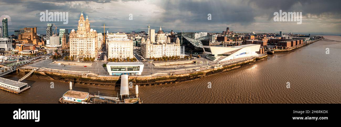 Beautiful panorama of Liverpool waterfront in the sunset Stock Photo ...