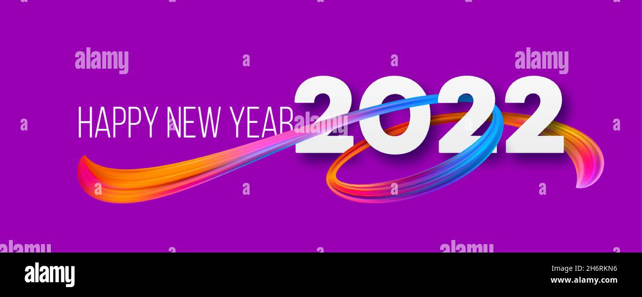 Calendar header 2022 number on colorful abstract color paint brush ...