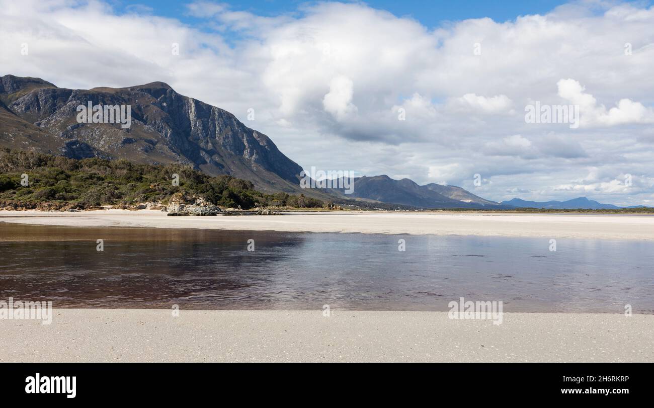 A wide open sandy beach and view along the coastline of the Atlantic ...
