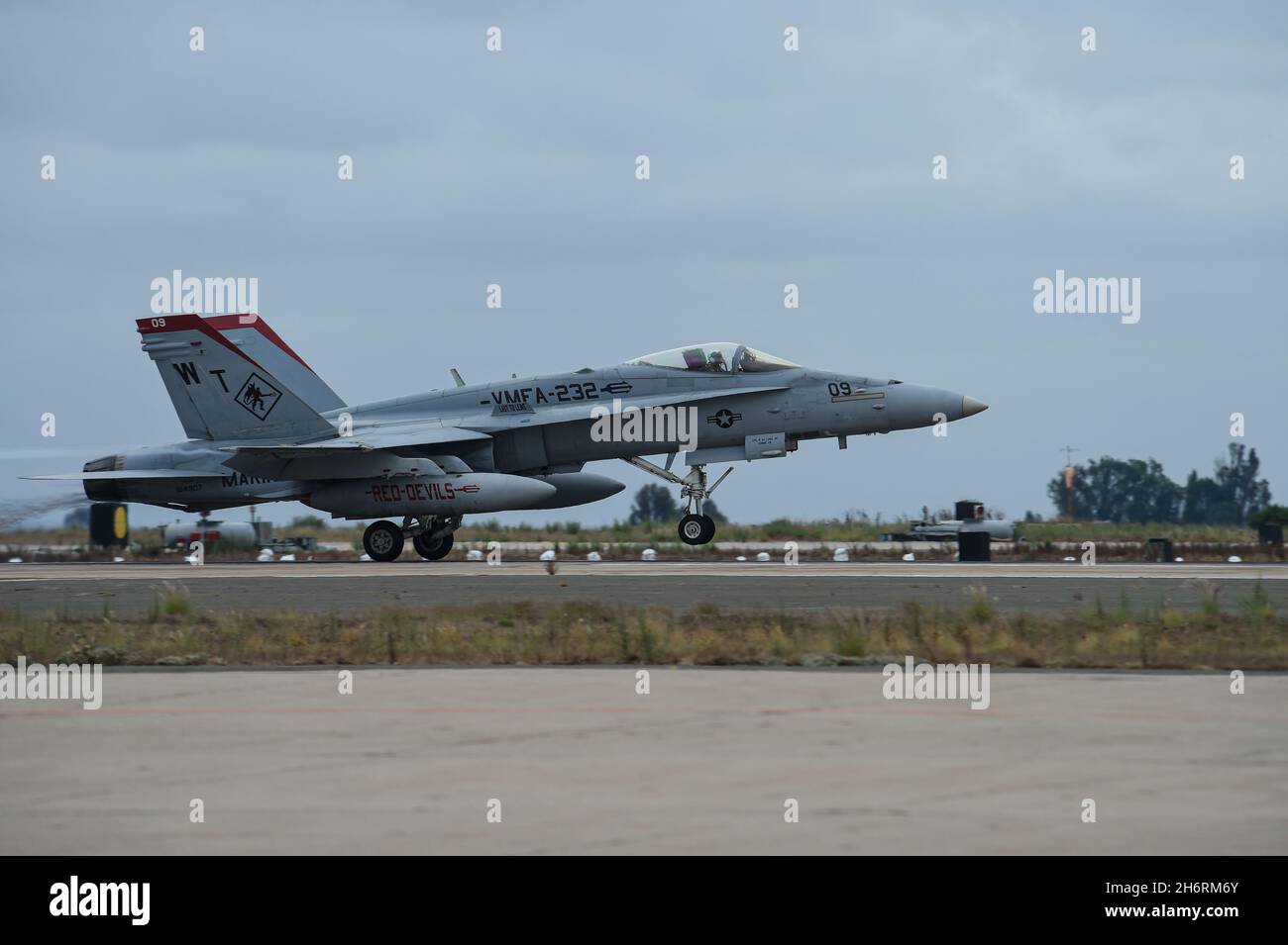 A VMFA-232 Red Devils F/A-18 takes off at MCAS Miramar, California ...