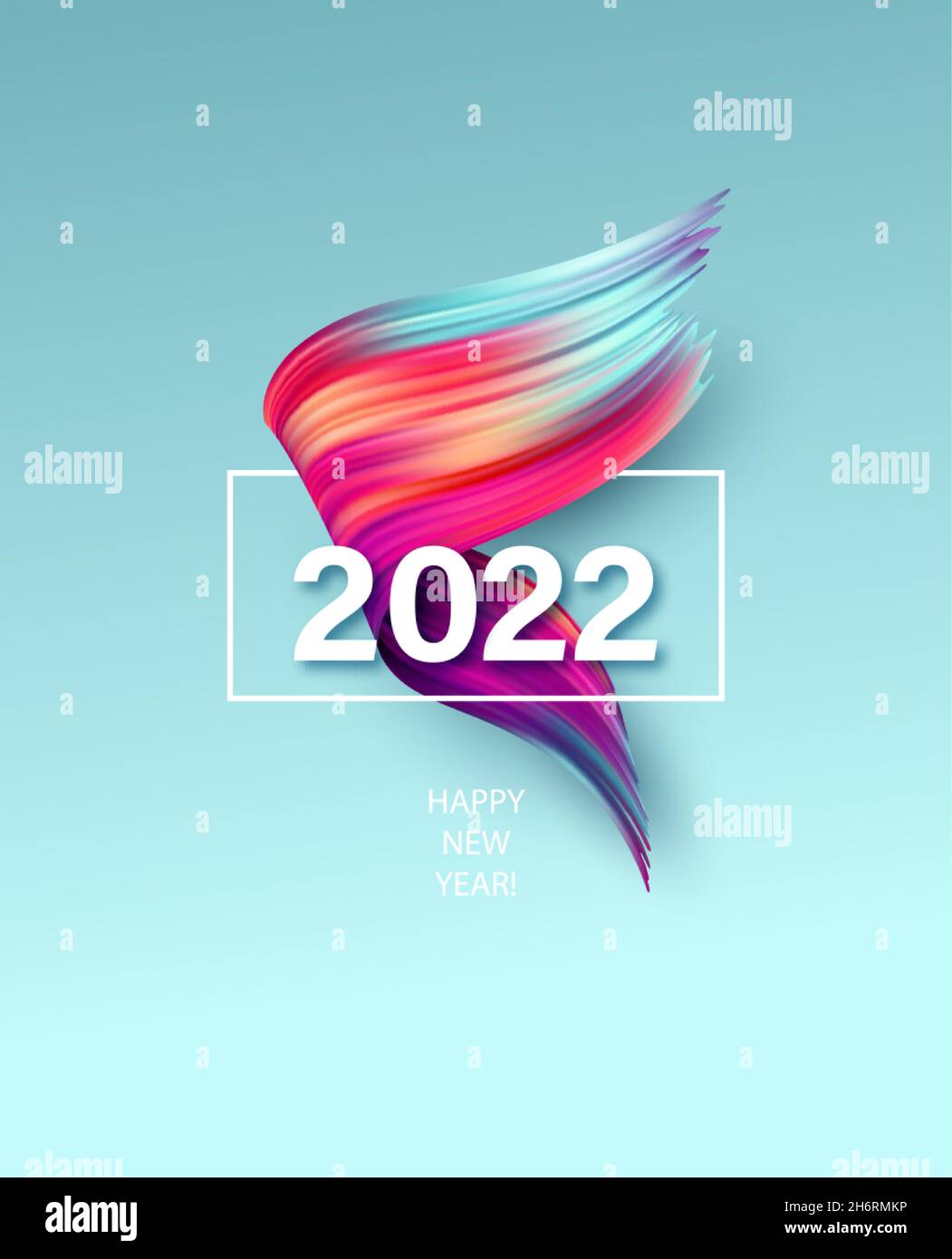 Calendar header 2022 number on colorful abstract color paint brush ...