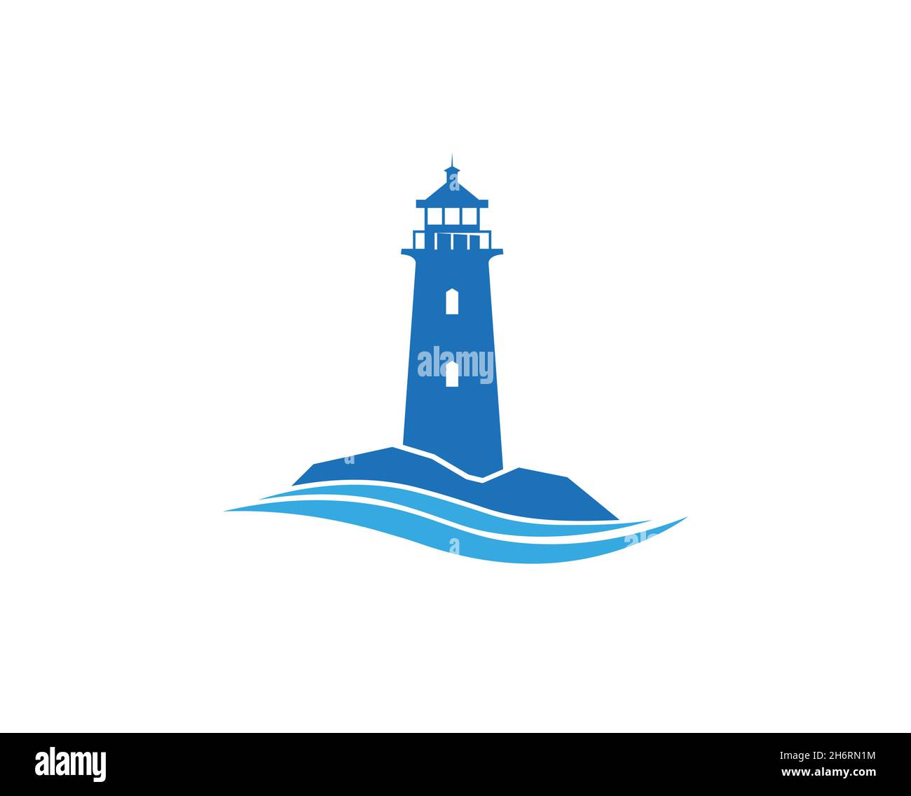 Blue Lighthouse Waves Logo Design Vector Symbol Illustration Stock ...