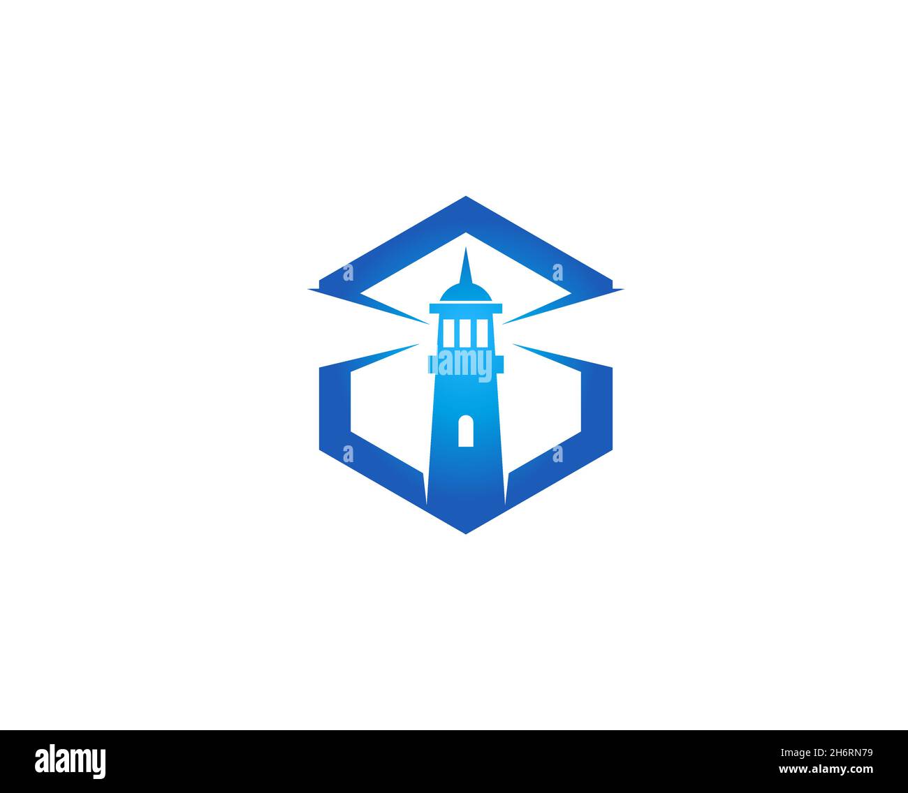 Creative Abstract Blue Lighthouse Hexagon Logo Design Vector Symbol ...