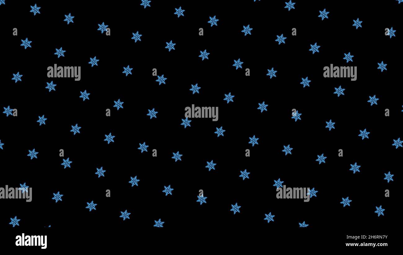 Repeating pattern of rotating snowflakes on black background. Animation ...