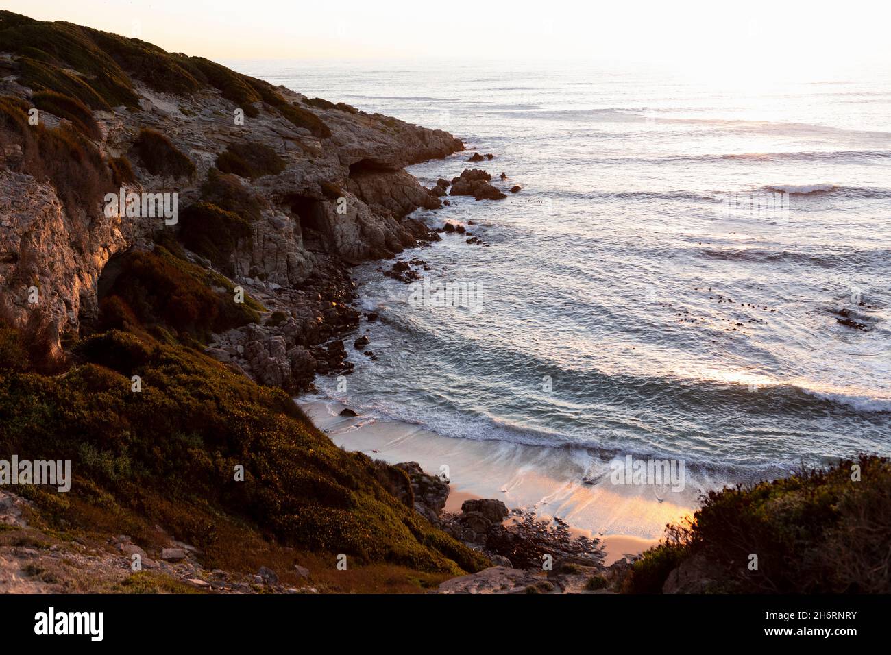 overhead view of Walker Bay Resrve at sunset, South Africa Stock Photo ...