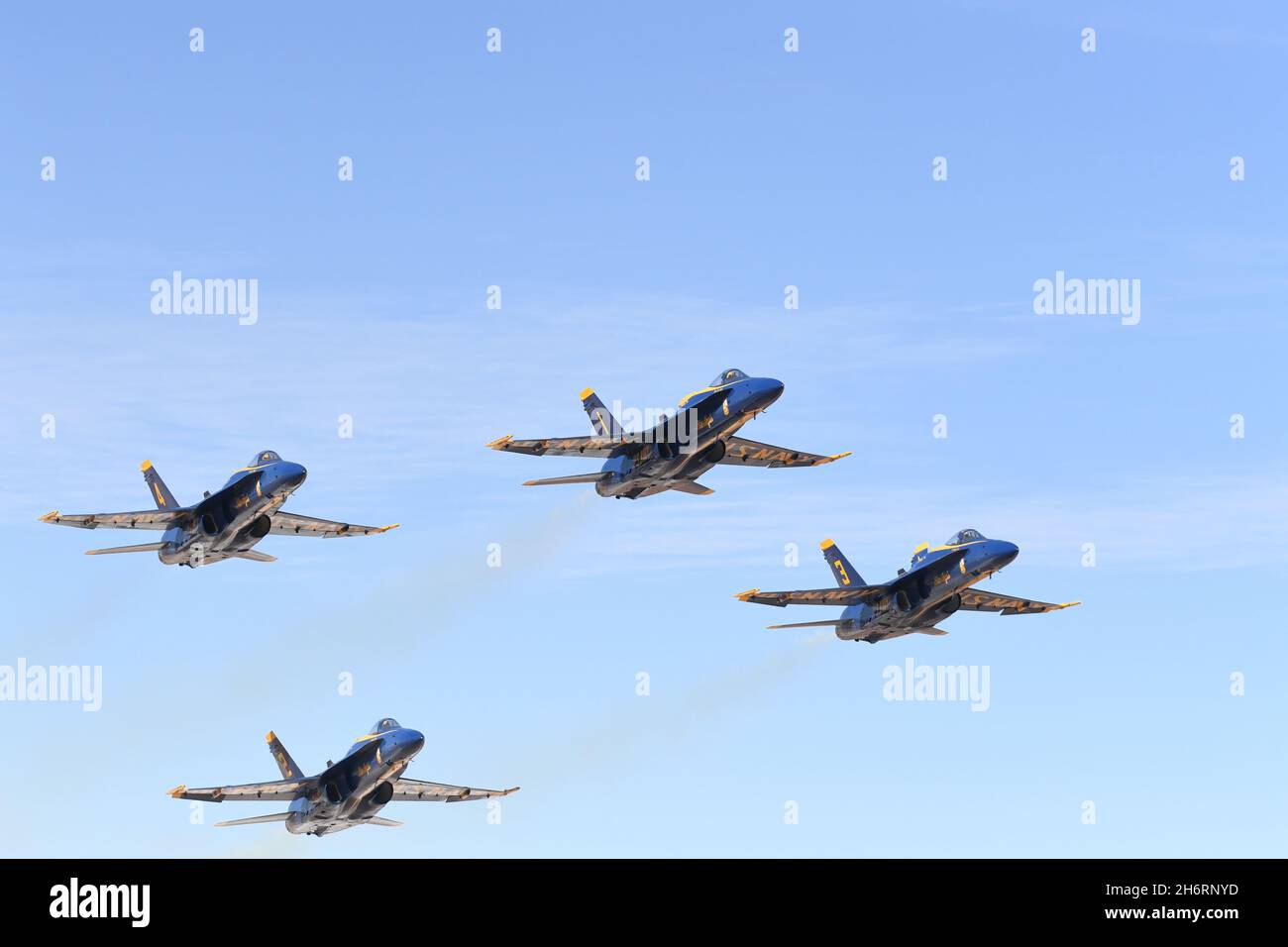 Blue Angel diamond clears the fence line during takeoff at NAF El ...