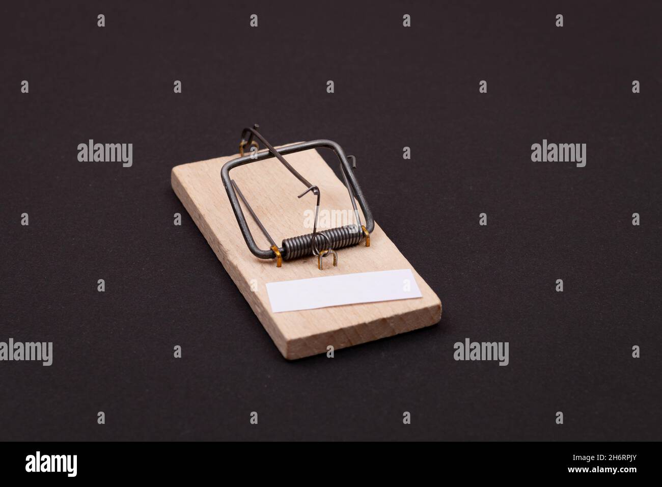 Blank White Sheet of Paper in Wooden Mousetrap - Template. Small Memo ...