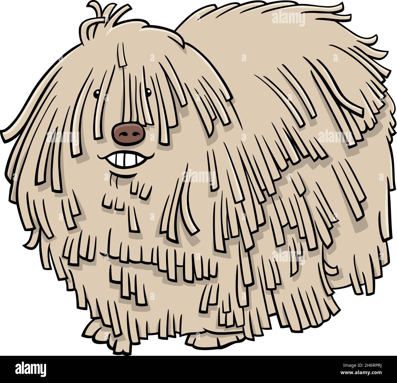 Cartoon illustration of komondor or Hungarian sheepdog purebred dog ...
