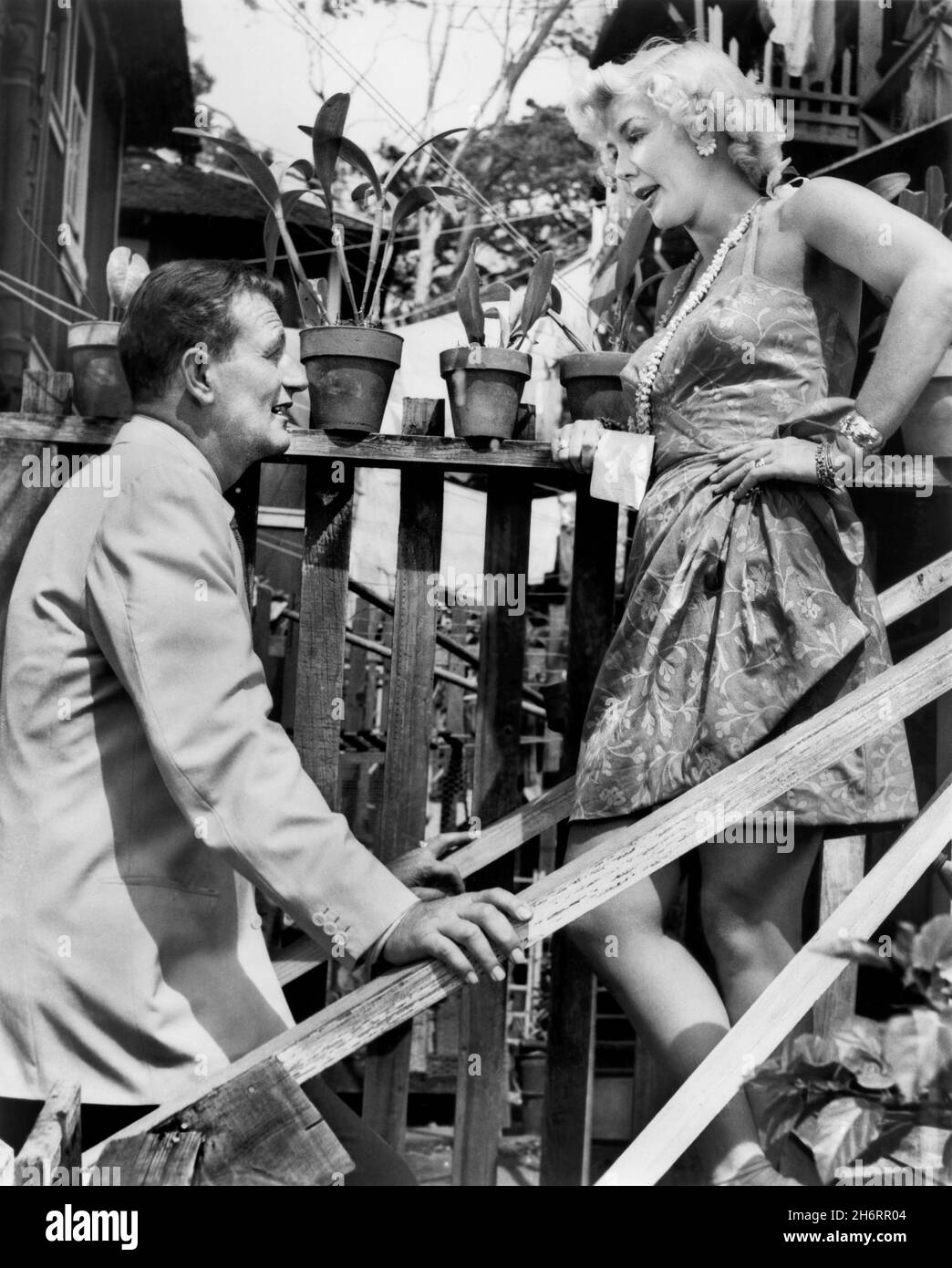 John Wayne, Veda Ann Borg, on-set of the Film, "Big Jim McLain", Warner ...