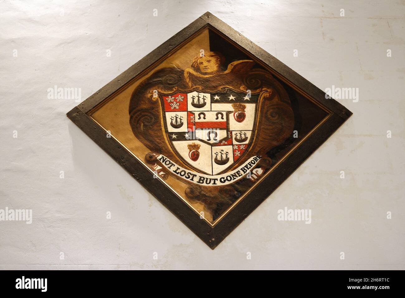 A coat of arms, wall plaque in St Edmunds church, Castleton Derbyshire ...