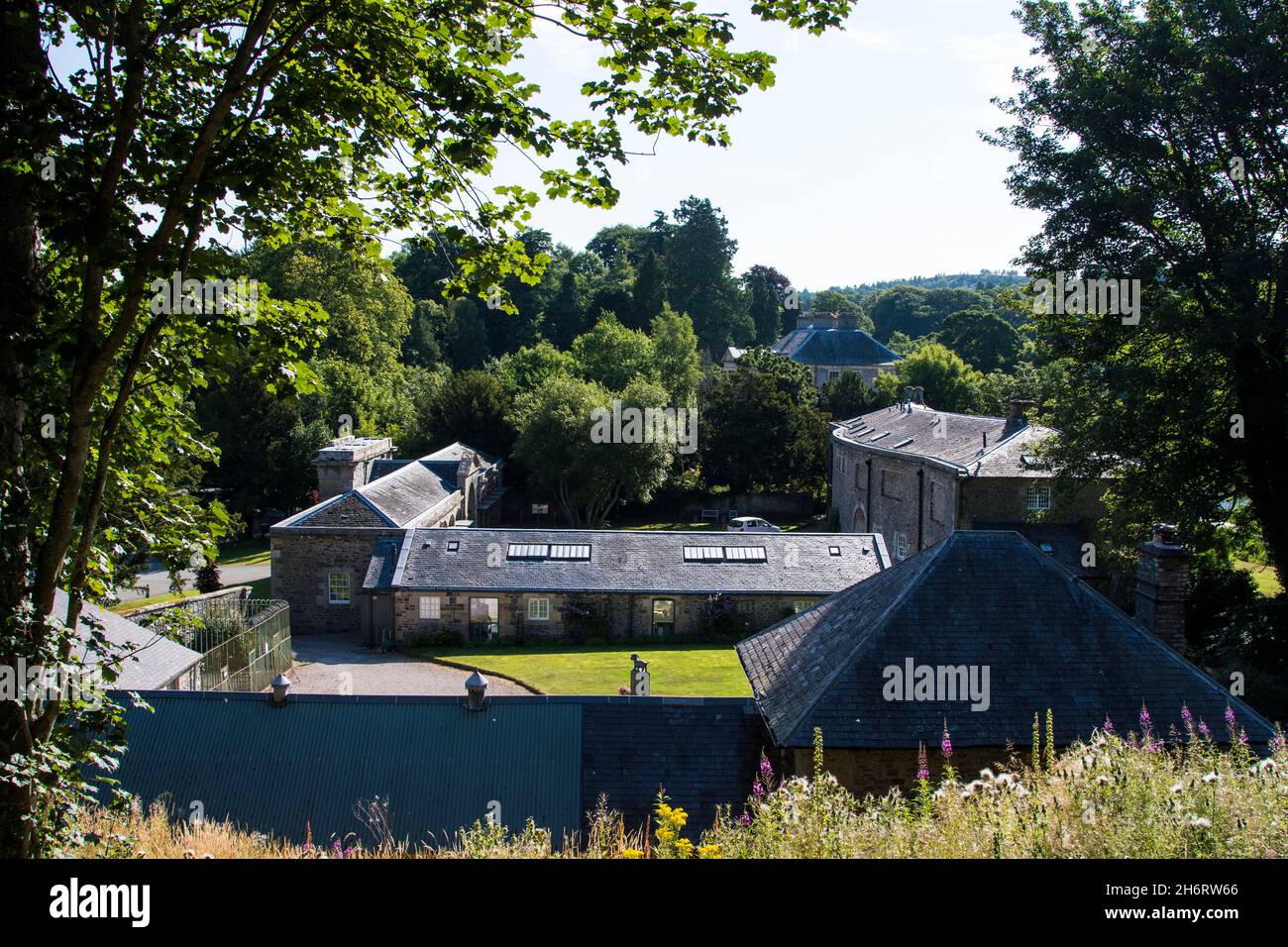 The outbuildings and stable block, the Haining, Selkirk Stock Photo - Alamy