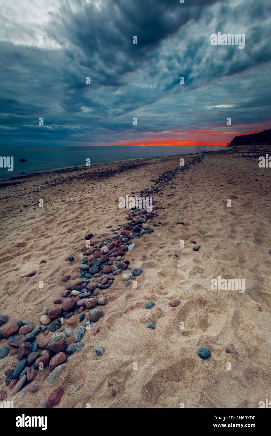 Beautiful sunset at the coast of Baltic Sea, Lithuania Stock Photo - Alamy