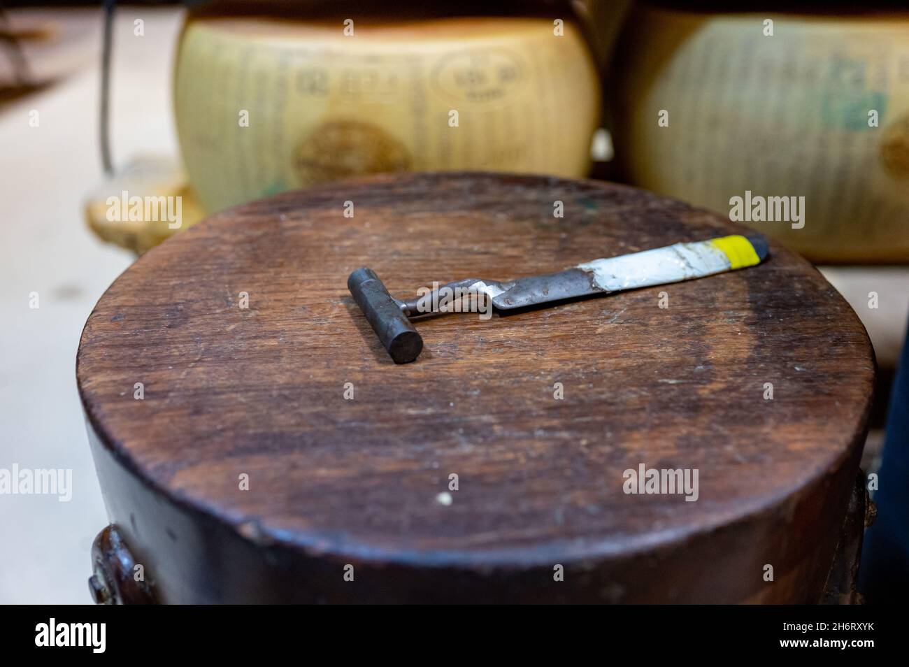 Process of making parmigiano-reggiano parmesan hard cheese on small ...