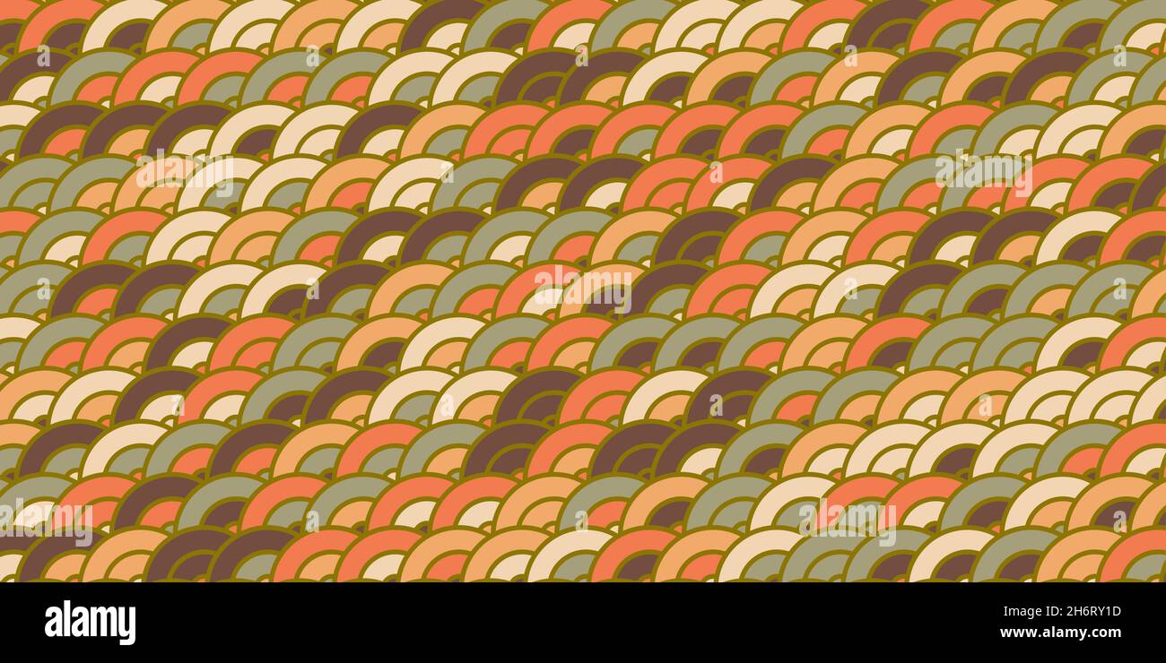 Japanese pattern circle overlapping. Orange background with gold lines ...