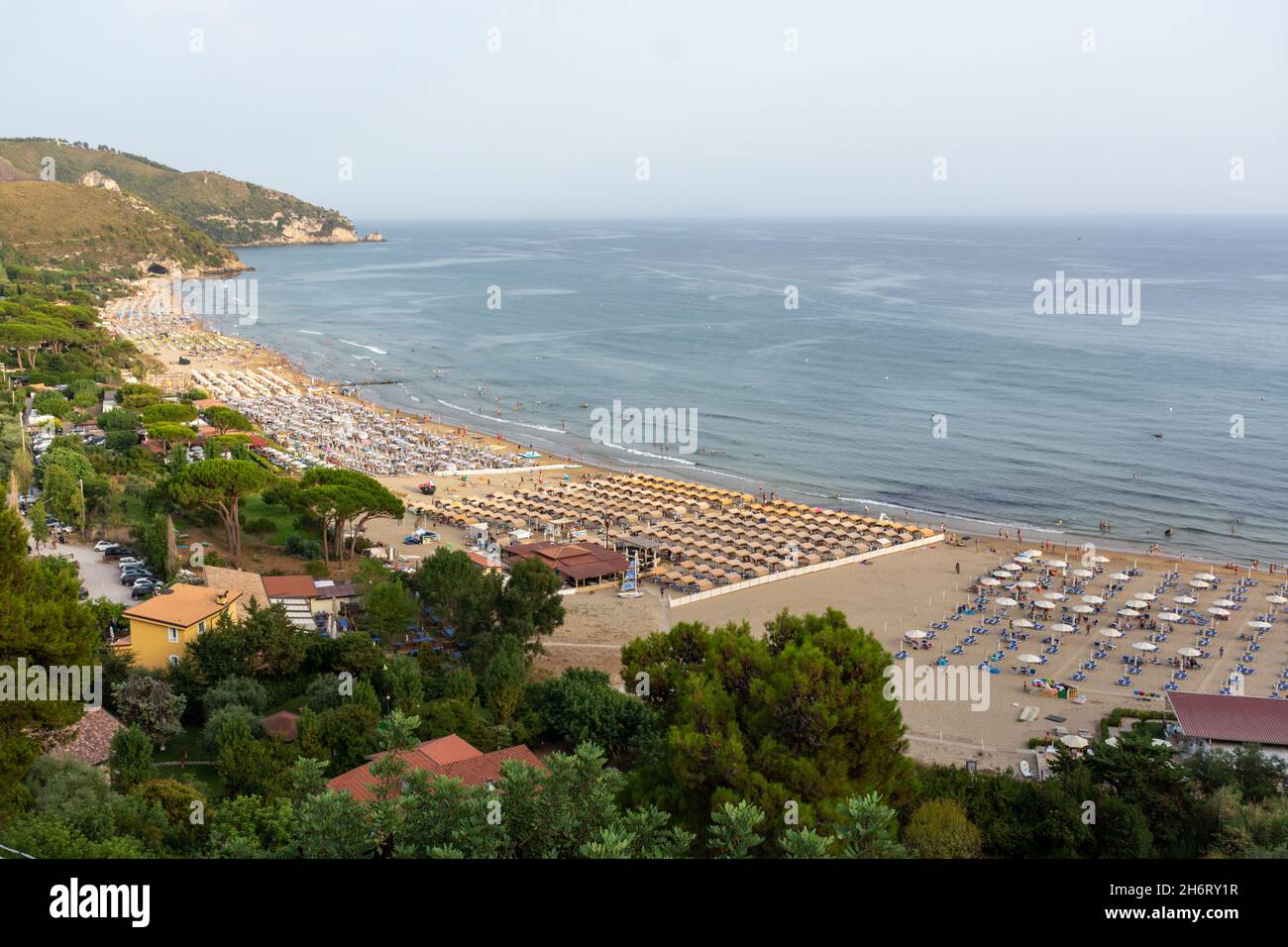 View on sandy beaches of Sperlonga, ancient Italian city in province ...