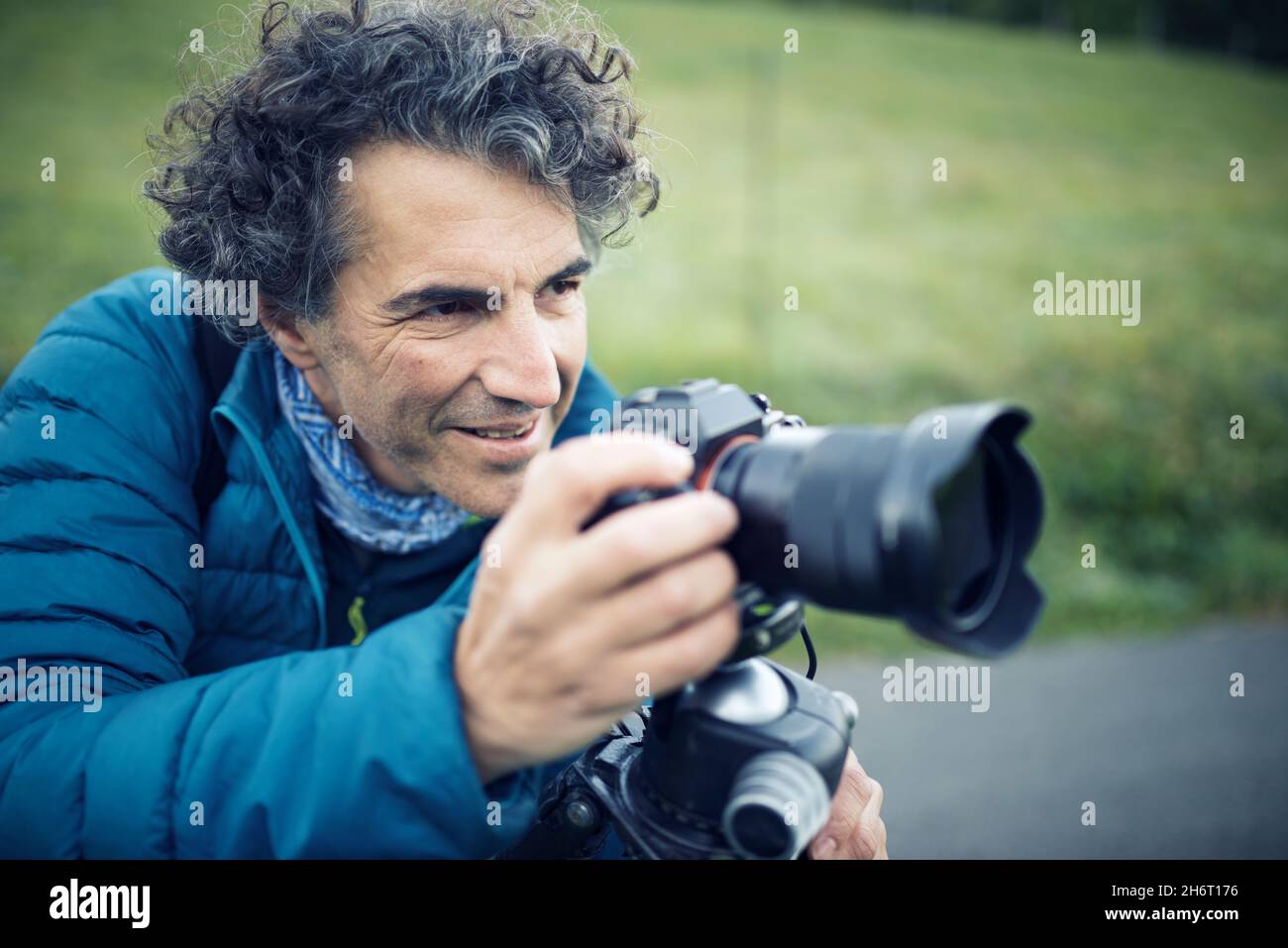 Photographer working on the French Pyrenees Stock Photo - Alamy