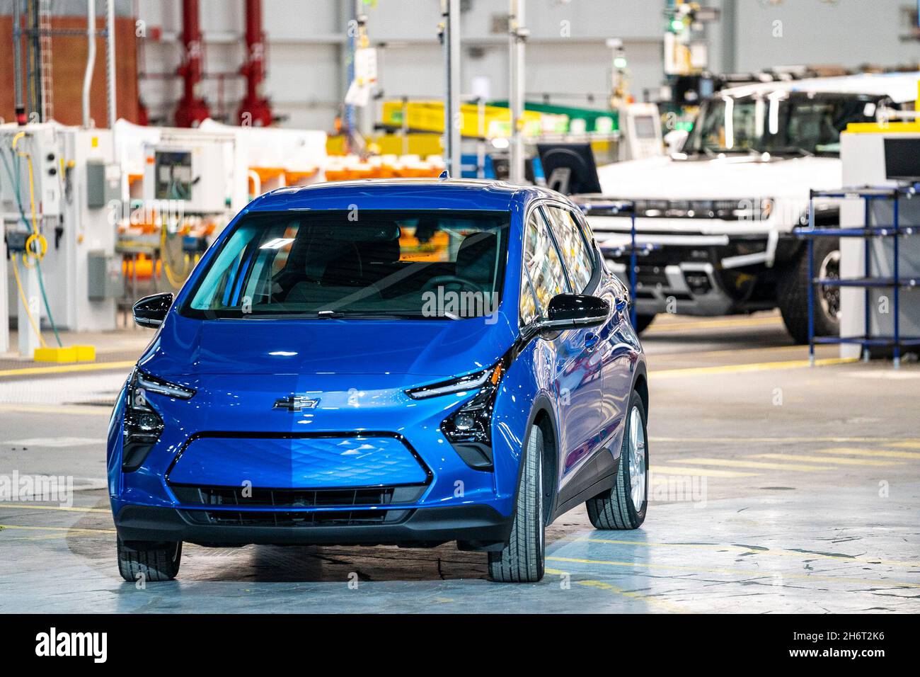 Detroit, USA. 17th Nov, 2021. Chevy EV vehicle at the the grand opening of the General Motors ...