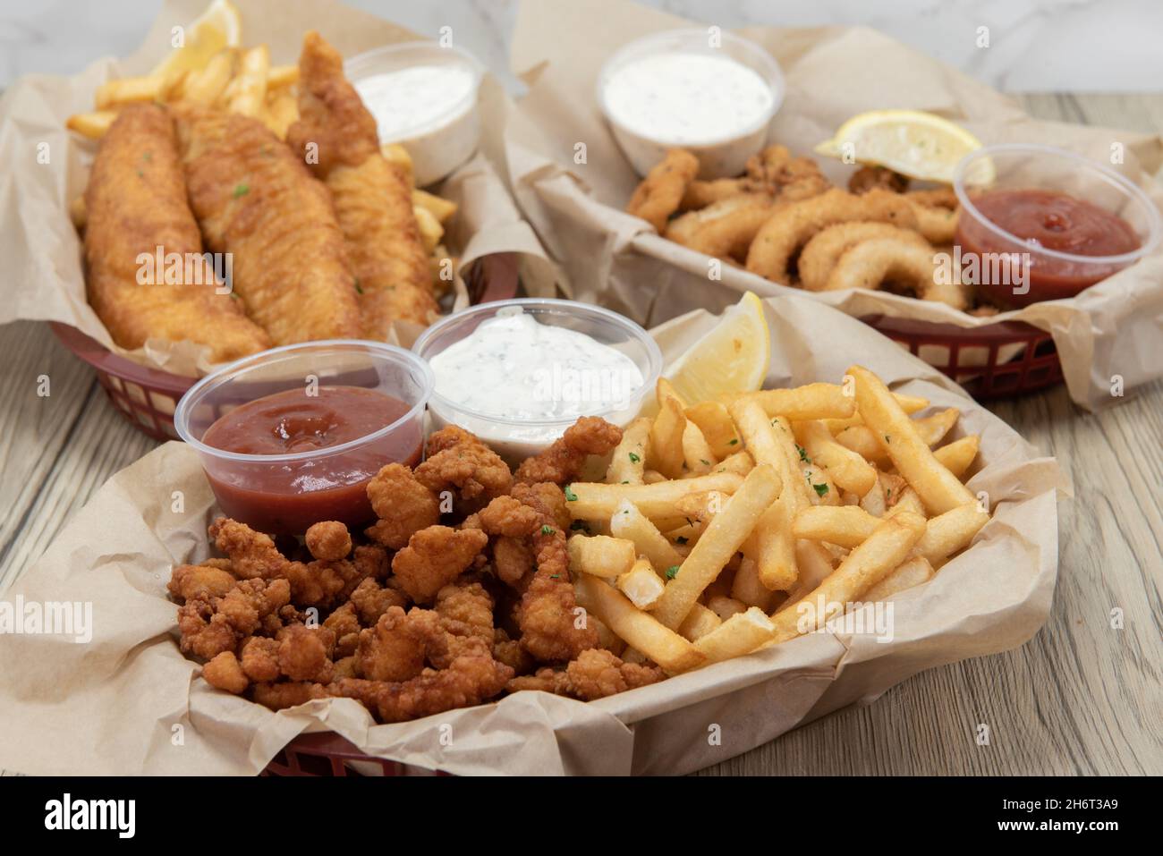 Deep fried feast on the buffet table with a tough choice between the ...