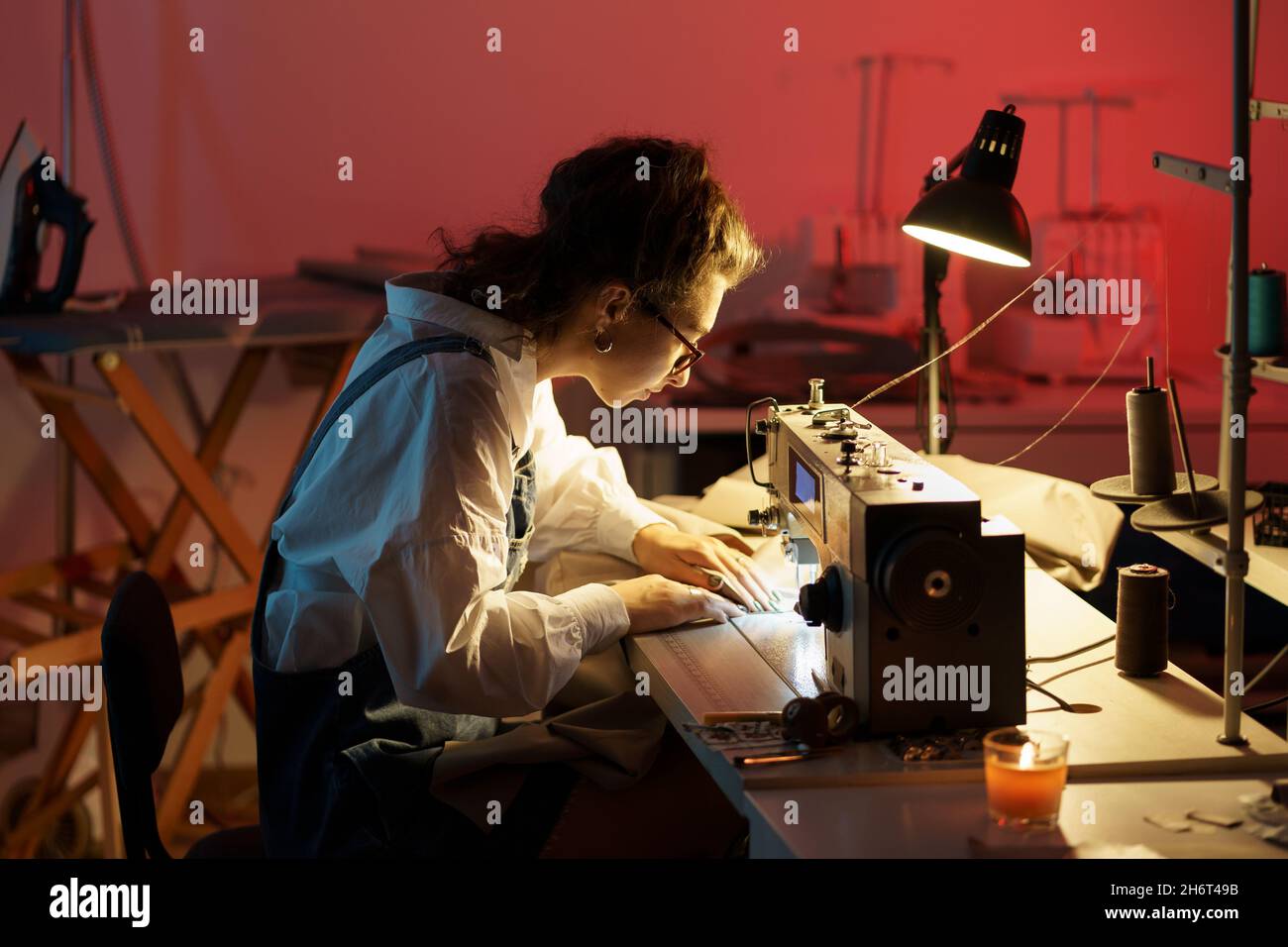 Fashion designer sew clothes. Self-employed tailor prepare for new ...