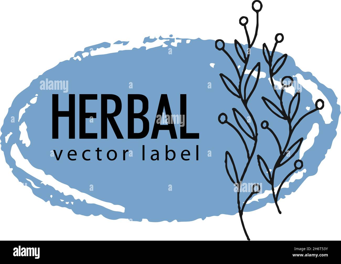 Herbal label, banner with foliage and botany plant Stock Vector Image ...
