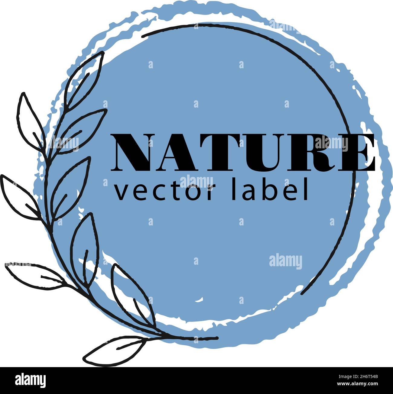 Nature rounded label with foliage branch vector Stock Vector Image ...