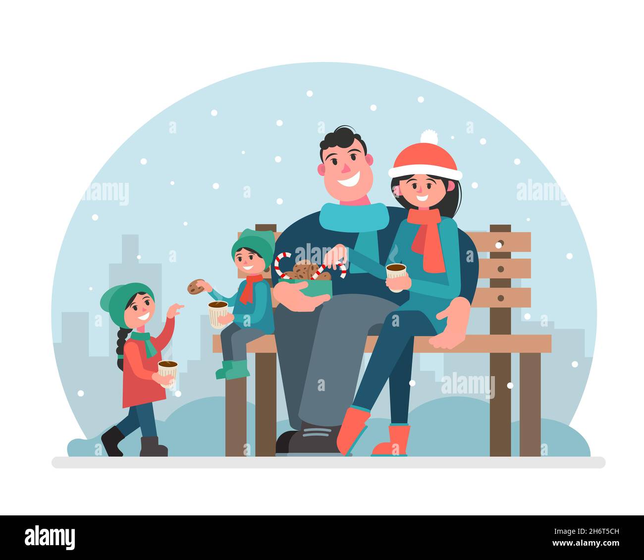 Family outdoors on winter Cut Out Stock Images & Pictures - Alamy