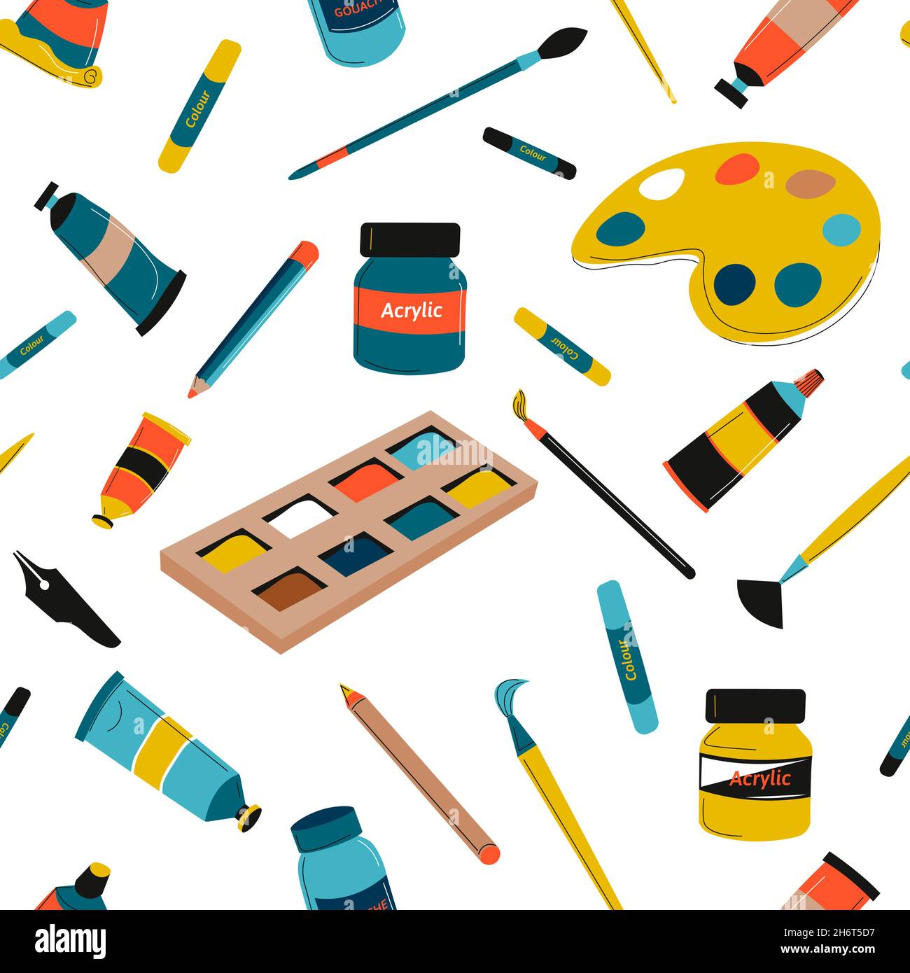 Painting and drawing brushes and tools instruments Stock Vector Image ...
