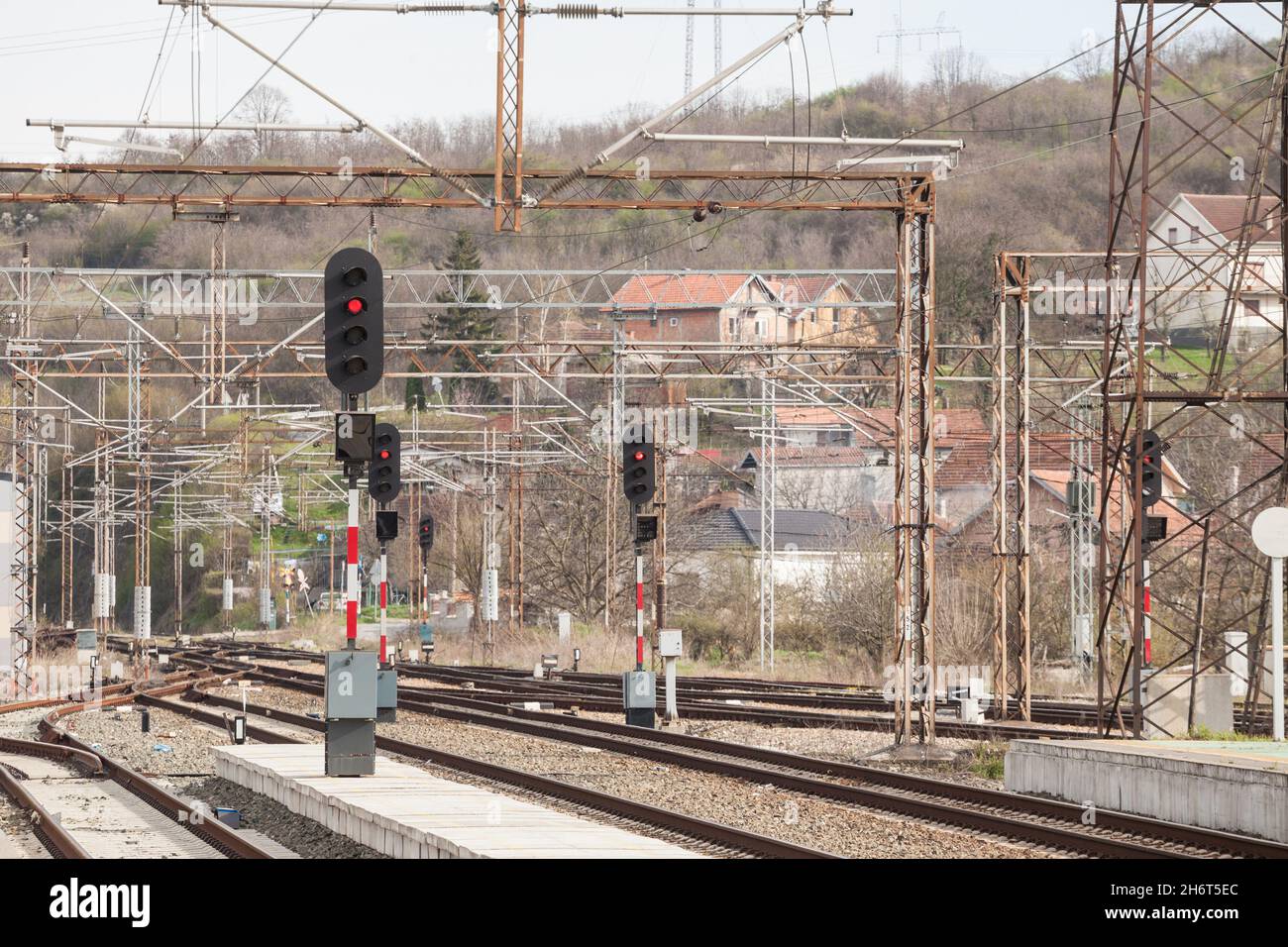Picture of a European train station with modernized platforms and ...