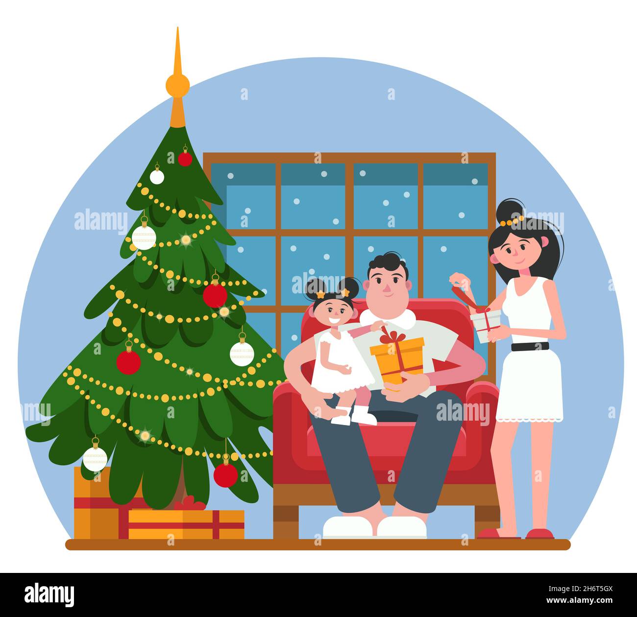 Happy family presents home Cut Out Stock Images & Pictures - Alamy