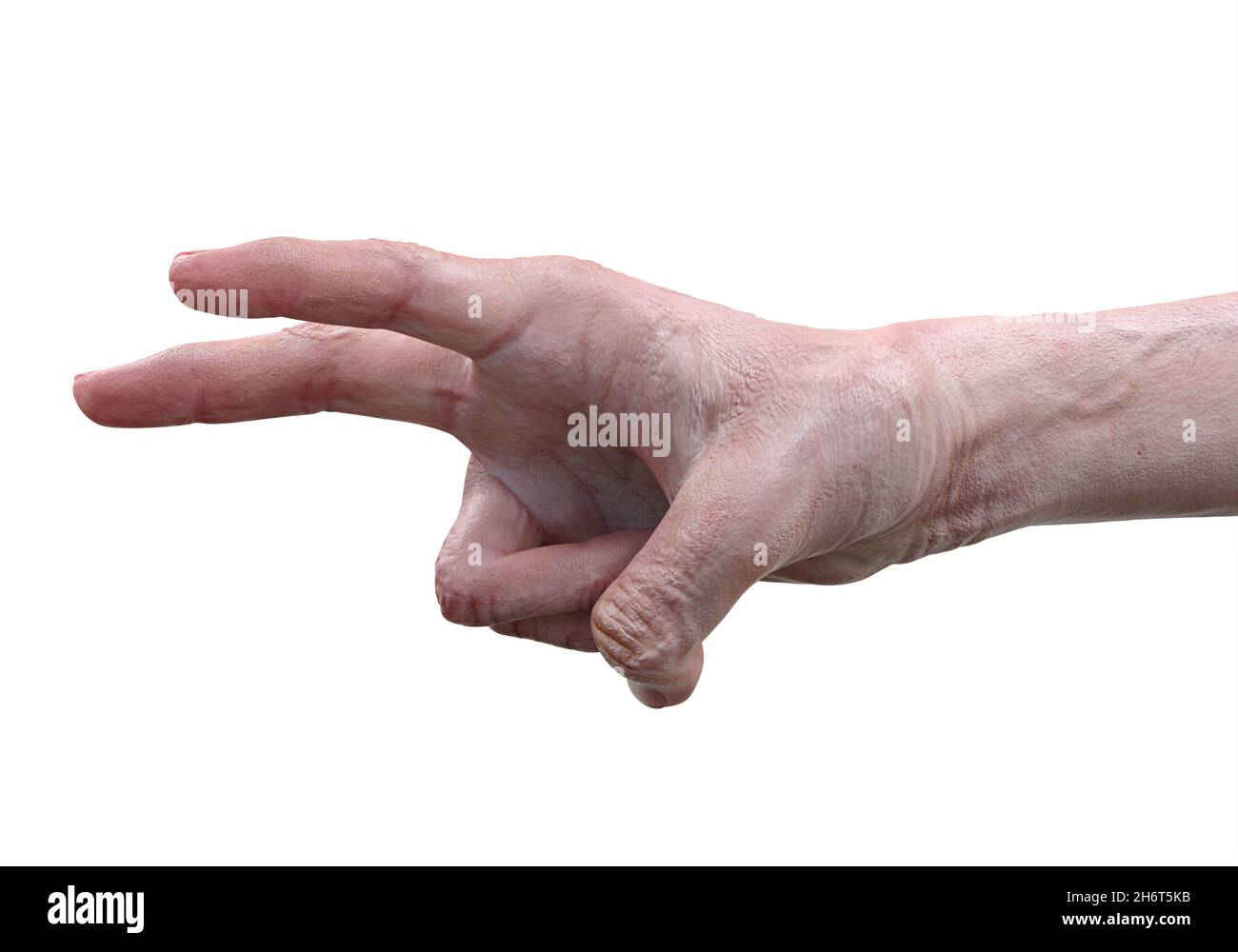 3D illustration the hand of an elderly man, an old man isolated on ...
