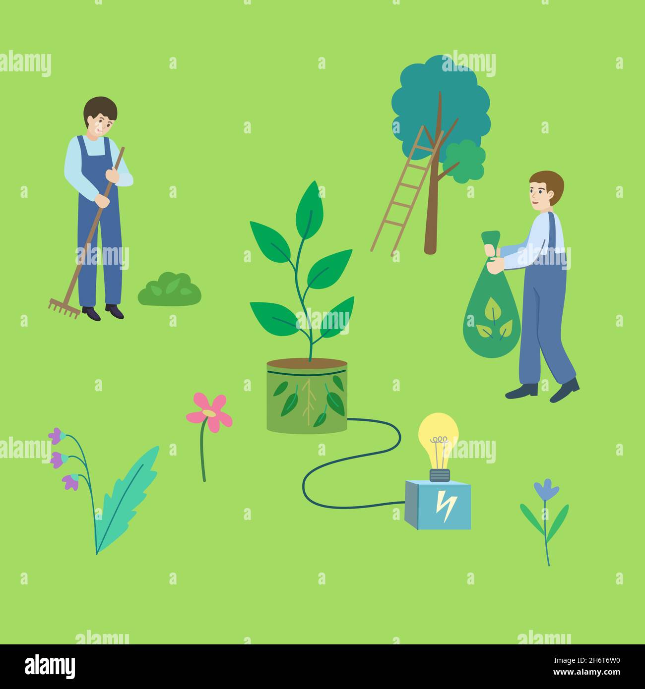 Biomass energy. Renewable clean energy resources. Conceptual vector ...