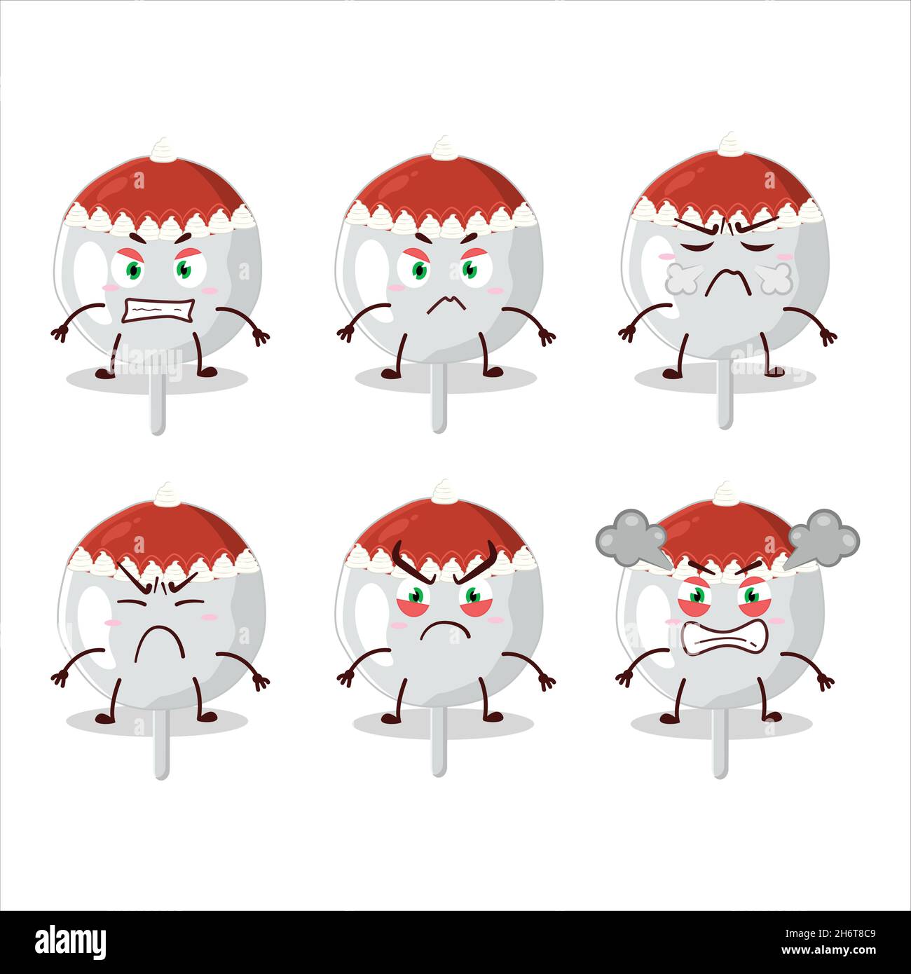 Christmas hat cookies candy cartoon character with various angry ...