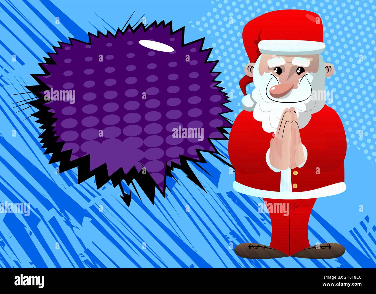 Santa Claus in his red clothes with white beard with praying hands ...