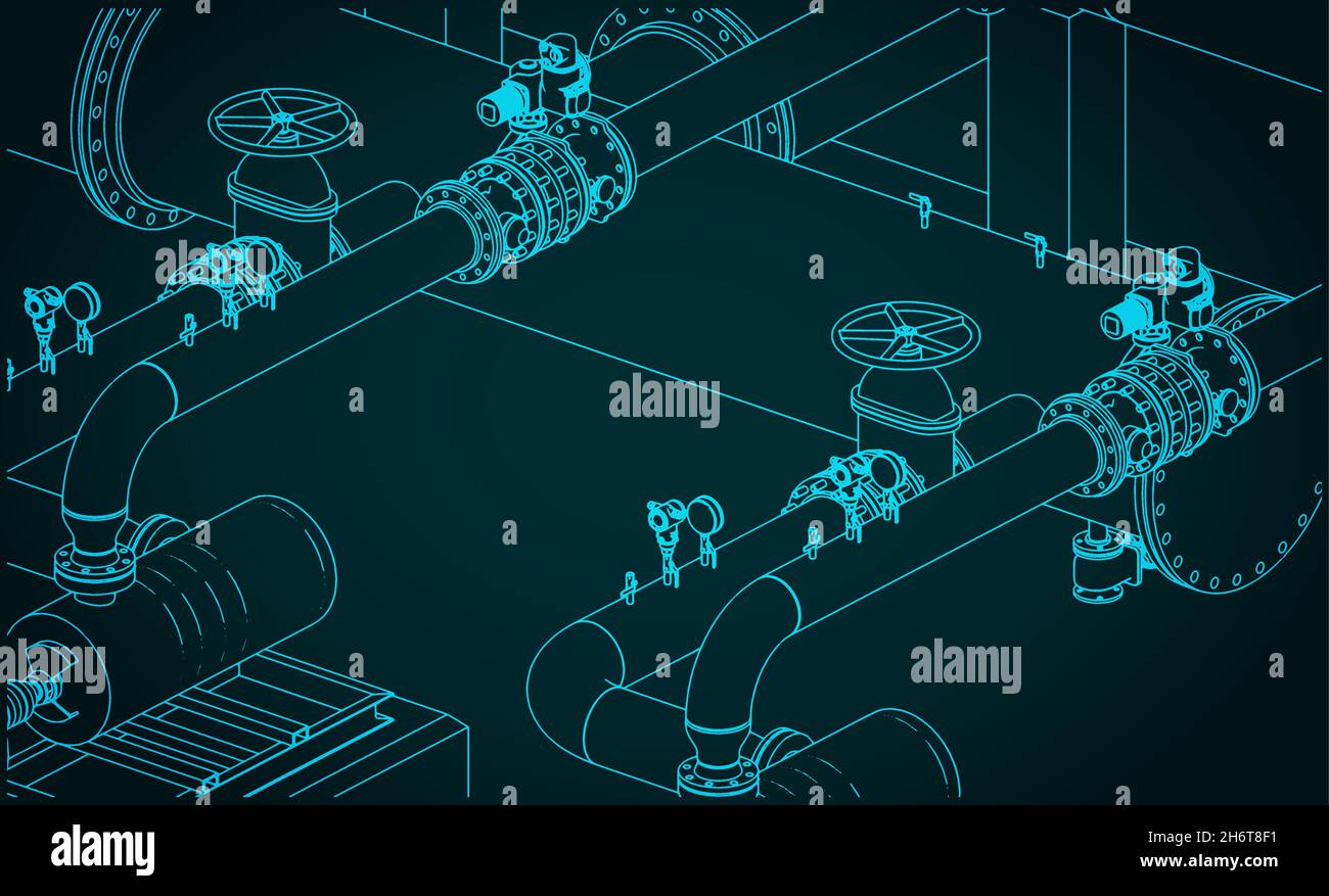 Stylized vector illustration of pipes and valves Stock Vector Image ...