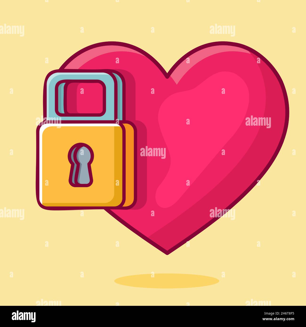 locked heart symbol isolated cartoon vector illustration Stock Vector ...