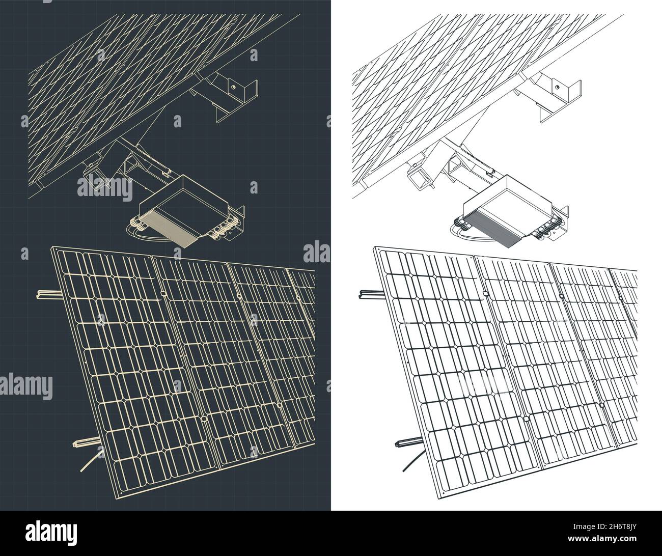 Stylized vector illustration of solar panel with fasteners close up ...