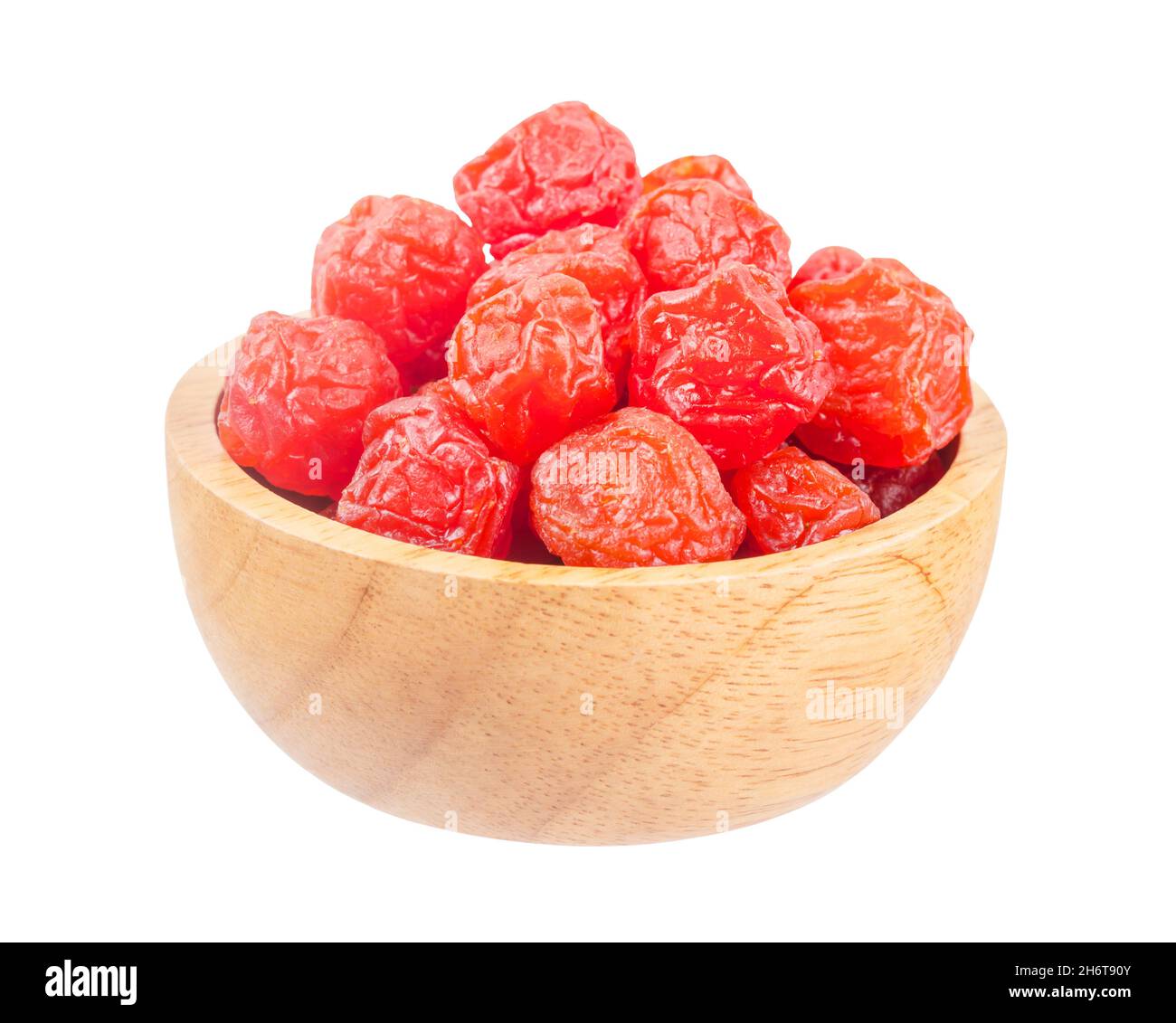 Dried red prunes fruits (Preserved fruits Chinese plum) in wooden bowl ...