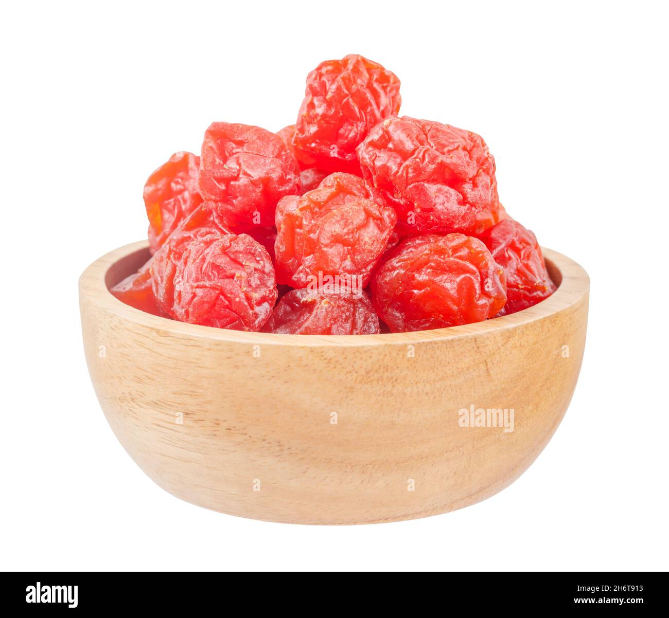 Dried red prunes fruits (Preserved fruits Chinese plum) in wooden bowl ...