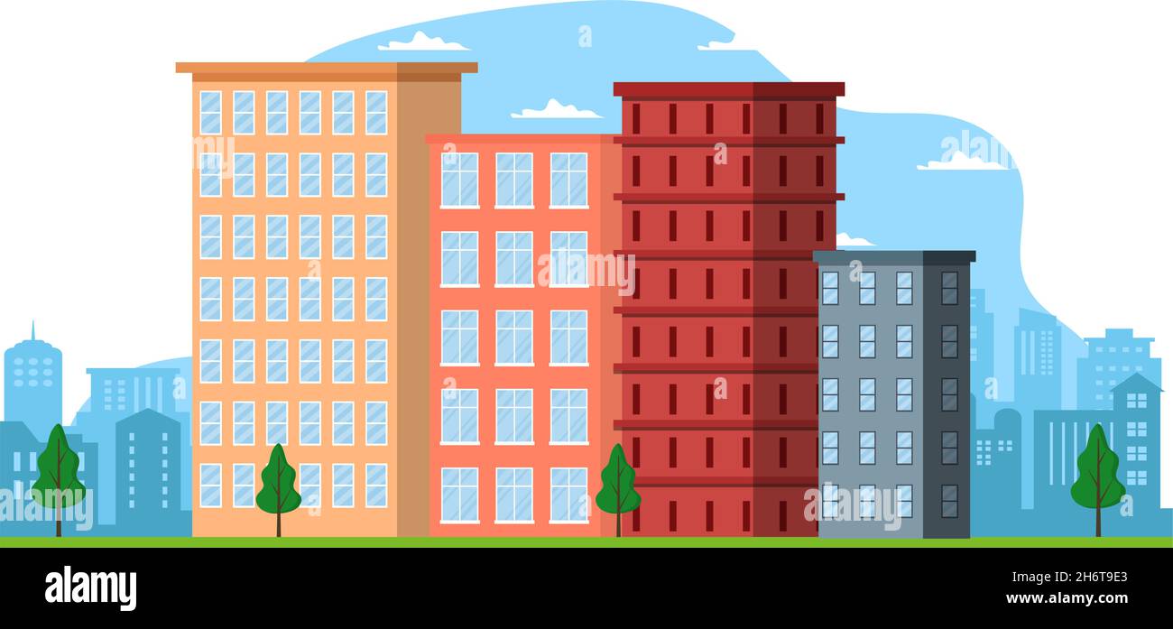 Modern City Landscape Buildings and Architecture Real Estate Silhouette ...