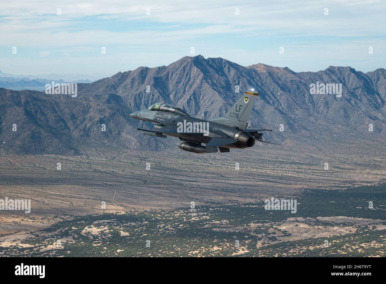 A U.S. Air Force F-16 Fighting Falcon assigned to the 56th Fighter Wing ...