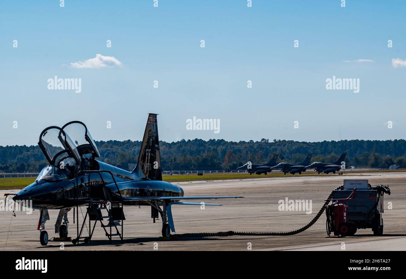 A T-38 Talon sits on the flightline during a first assignment ...