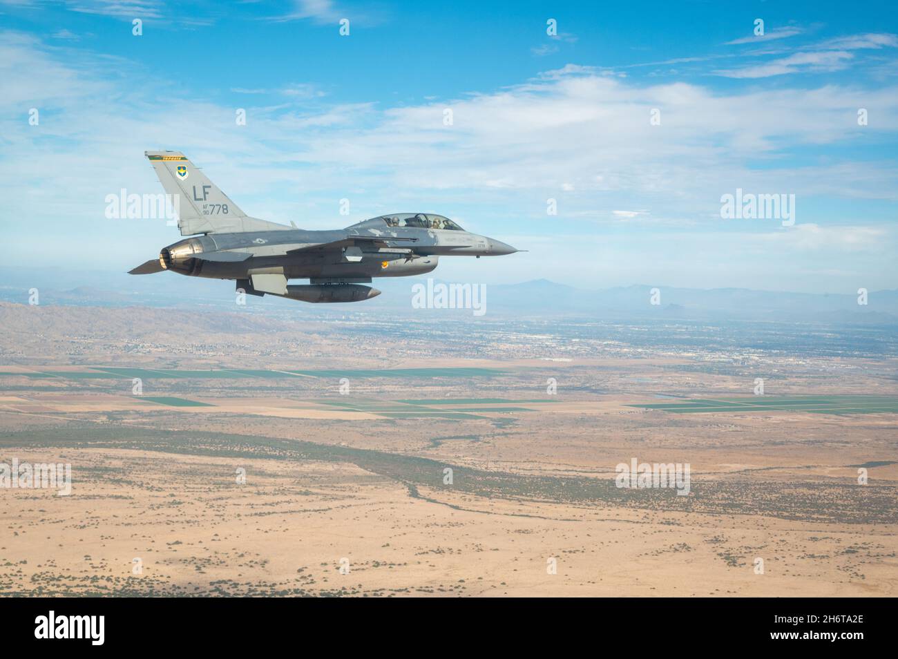 A U.S. Air Force F-16 Fighting Falcon assigned to the 56th Fighter Wing ...