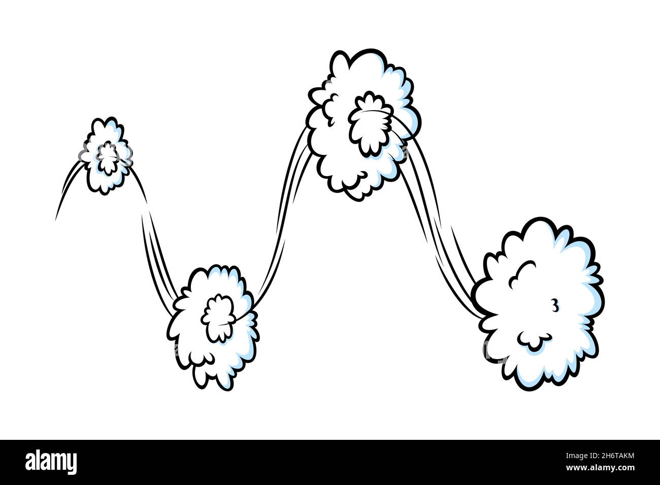 Comic speed effect with clouds. Comic clouds with motion trail lines ...