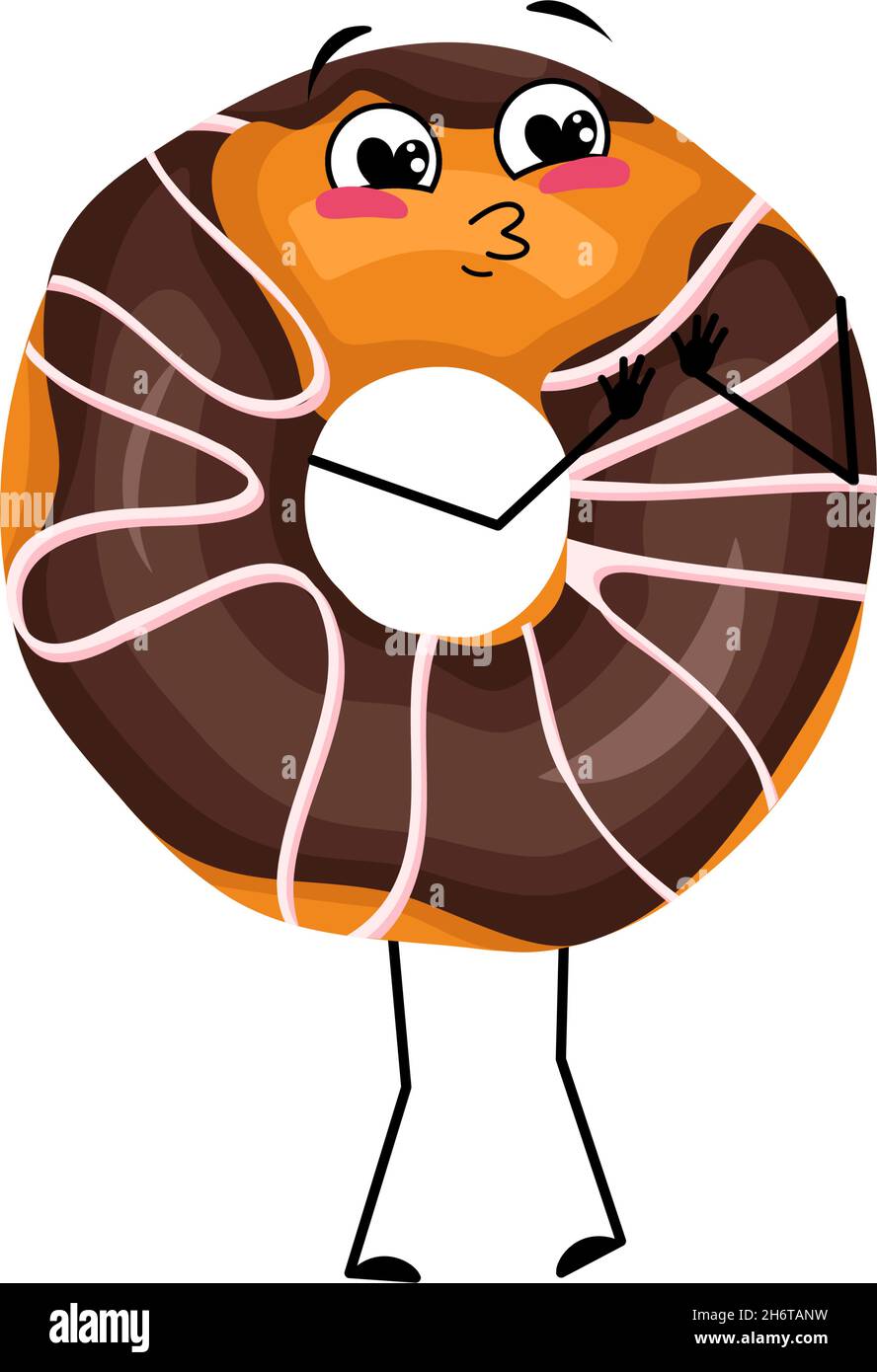 Cute glazed donut character with love emotions, smile face, arms and ...