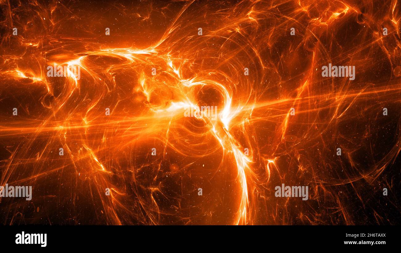 Fiery glowing multidimensional plasma in space, computer generated abstract background, 3D ...