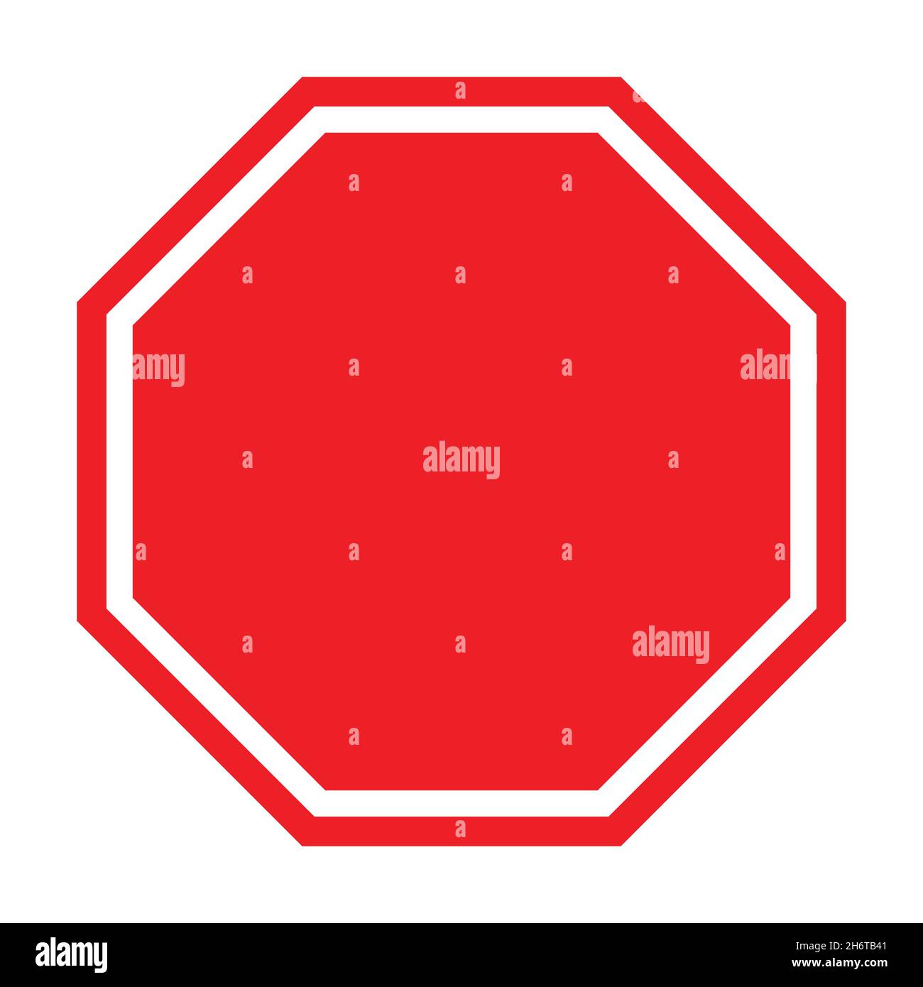 Blank warning sign red octagon with a white line for graphic design ...