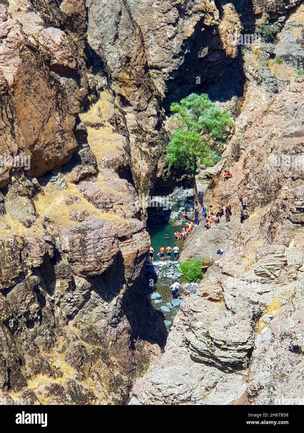 Aerial view of a natural pool in Iran, Tehran, Darabad in summer Stock ...