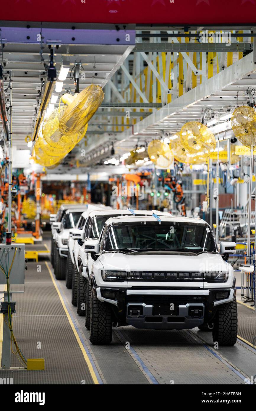 Detroit, Michigan, USA. 17th Nov, 2021. Hummer EV vehicles at the the ...